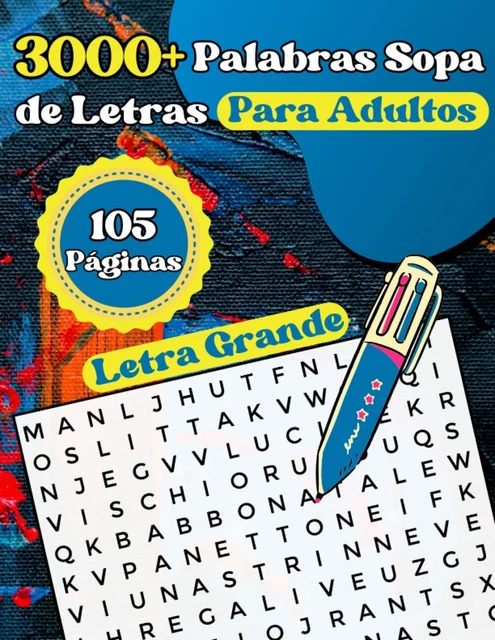 LETRA GRANDE 3000+ Palabras Sopa de Letras Para Adultos libro de sopa de letr... EUR 16,33 ...
