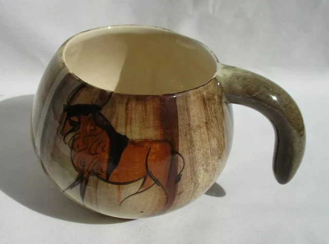 VINTAGE HAND-PAINTED DEVON Studio Pottery Pre-historic Cave Painting ...