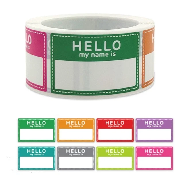 SELF-ADHESIVE NAME TAG Blank Name Labels Multi Purpose Name Stickers ...
