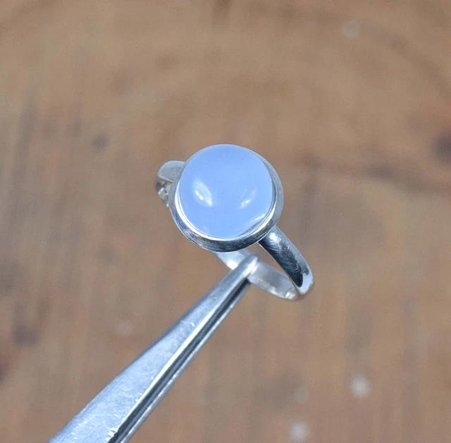 925 SOLID STERLING Silver Blue Chalcedony Ring-7 us S670 EUR 6,01 ...