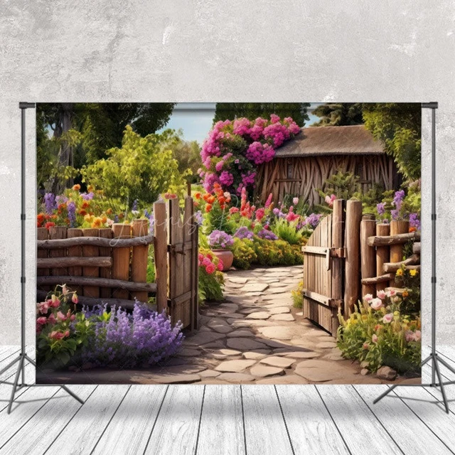SPRING GREENERY GARDEN Wooden Door Photo Backdrop $36.09 - PicClick AU