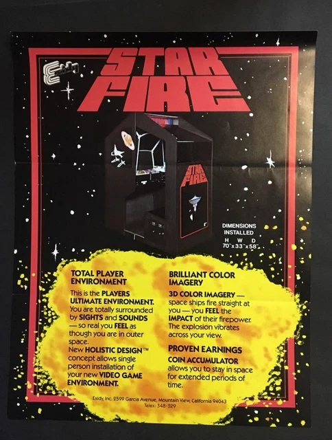 RARE VINTAGE ARCADE Machine Flyer – Star Fire – Game, Exidy, Usa, 1979 ...