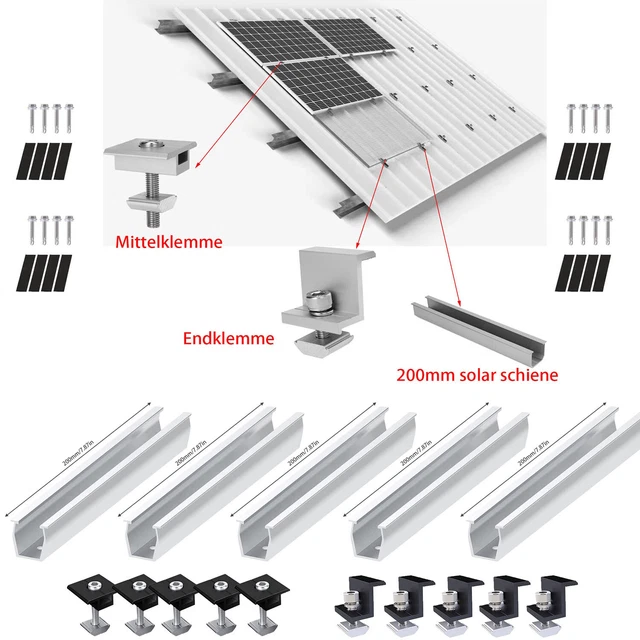 SOLAR MODULE ALUMINIUM Mount Trapezoidal Plate Flat Roof PV Mounting ...