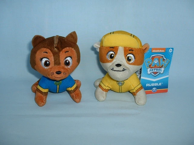 PAW PATROL 5& RUBBLE THE DOG & CHASE THE CAT Cuddly Soft Plush Toys ...