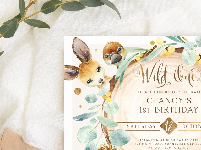 PRINTABLE AUSTRALIAN ANIMALS Themed 1st Birthday Invitation Koala ...