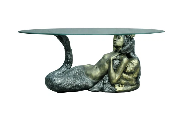 OVALER WOHNZIMMERTISCH COUCHTISCH Nixe Meerjungfrau Tisch Figurentisch ...