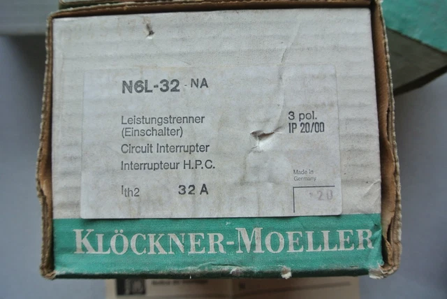 KLOCKNER-MOELLER N6L-32-NA / Interrupteur De Circuit 600V, 32A, 3-Pôles ...