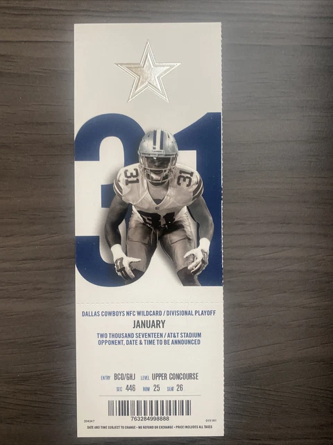 DALLAS COWBOYS VS Green Bay Packers NFL Playoff Ticket Stub 2017 Aaron ...