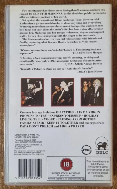 IN BED WITH Madonna VHS PAL Music Video Tape Cert 18 Blond Ambition Tour 1991 EUR 4,07 - PicClick IT