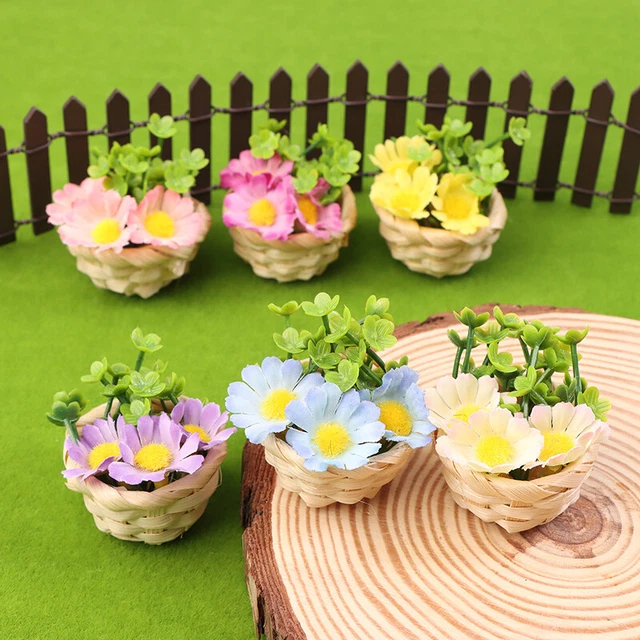 112 HOUSE SIMULATED Doll Flower Basked Plants House Doll Mini Garden ...