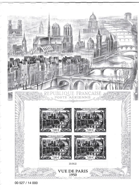 FRANCE BLOC FEUILLET Poste Aérienne Vue sur Paris 2022 EUR 38,00 ...