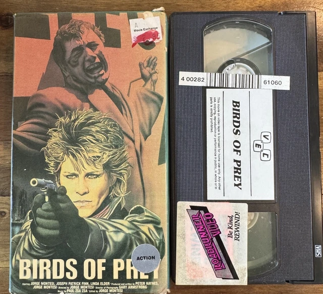 BIRDS OF PREY (1986) Thriller VHS - Roadrunner Video rental w/ light ...