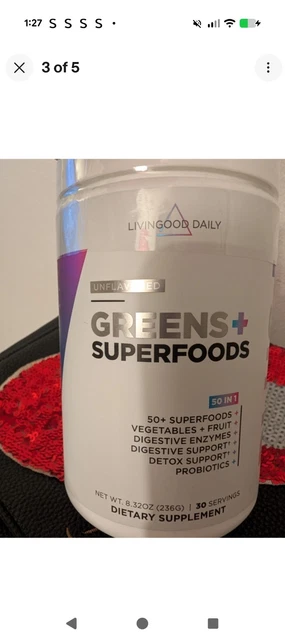 GREENS SUPERFOODS POWDER Detox Digestive 50-in-1 Unflavoured 236g Vegan ...