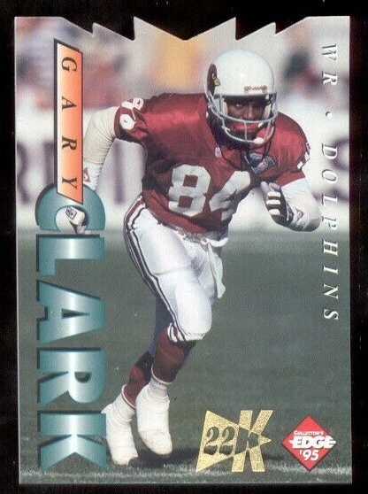 1995 COLLECTORS EDGE GARY CLARK Miami Dolphins 22K carte découpée ...
