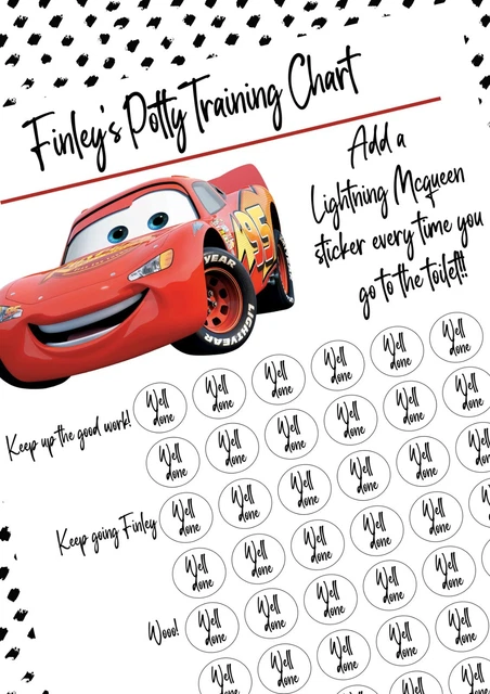CARS POTTY TOILET Training Reward Chart Stickers Boys Girls Personalise ...