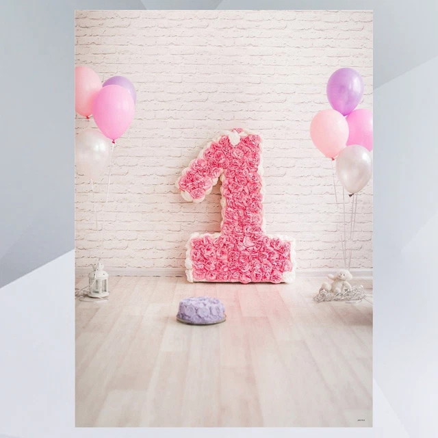 FIRST BIRTHDAY BACKDROP Cartoon Banner Floral Baby Boy Photography £12. ...