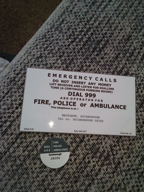 PAYPHONE BOX LOCATION card for backboard + dial label.Reproduction. £5. ...