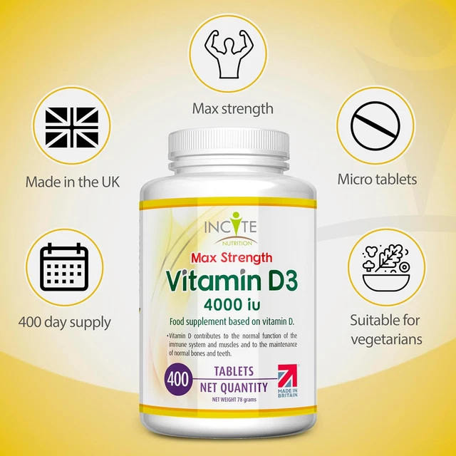 VITAMIN D3 4000 IU - 400 High Strength Vitamin D Tablets (1+ Year ...