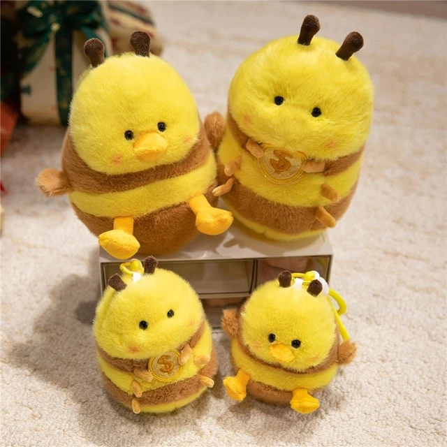CUTE CARTOON GOLD Coin Du Design Bee Plush Toy And Pendant For Stress ...