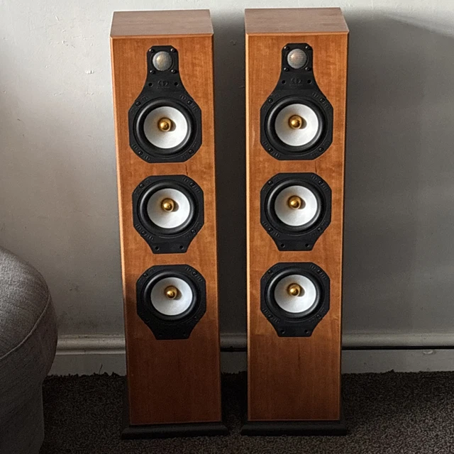 MONITOR AUDIO SILVER 8i Floor Standing Speakers In Cherry Wood Made In ...