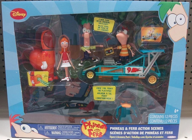 DISNEY PHINEAS FERB Action Scenes Candace Go Kart Dragster Agent P ...