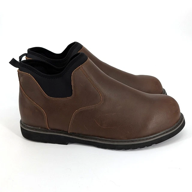 BOULDER CREEK RANGER Leather Slip On Work Boots Brown 17EW Extra Wide ...