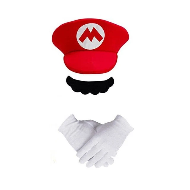 SUPER MARIO BROS Luigi Foam Hat Cap and Moustaches Fancy Dress Costume ...