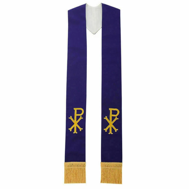 CATHOLIC CHRISTIAN CHURCH Priest Pastor Reversible Stole PX Embroidery ...
