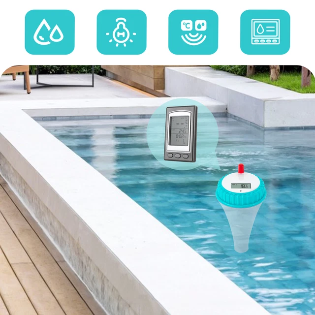 WIRELESS FLOATING POOL Thermometer Set Temperature Monitor Water Tester ...