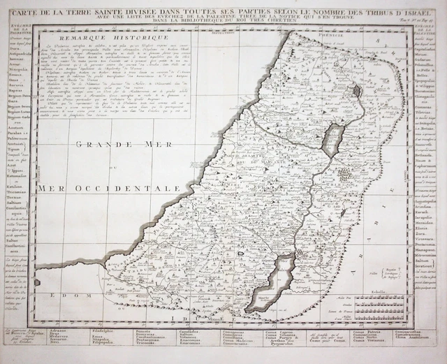 ISRAEL PALESTINE HOLY Country Map Card Engraving Copperplate Chatelain ...