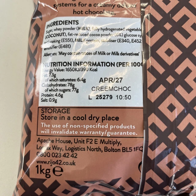 RIJO 42 DELUXE Hot Chocolate 1kg Bag £10.79 - PicClick UK