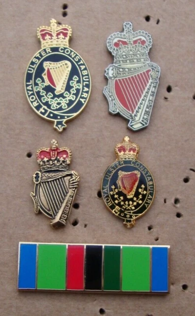RUC ROYAL ULSTER Constabulary Police CREST HARP & MEDAL RIBBON pin ...