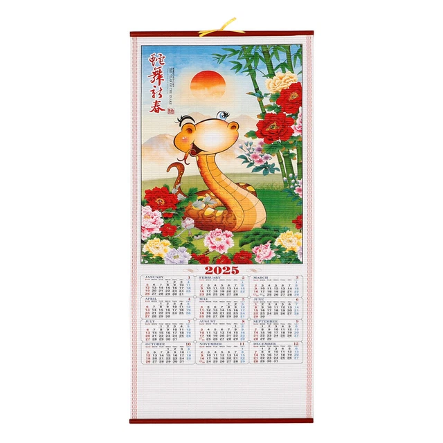 LUNAR CALENDAR HANGING 2025 Snake Year Calendar Chinese Scroll Calendar ...