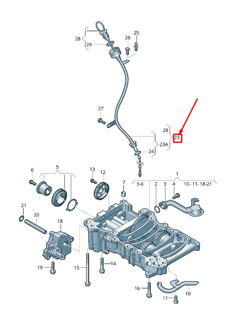 VW AMAROK 2H Engine Oil Dipstick Tube 03L115629G NEW GENUINE $133.90 ...