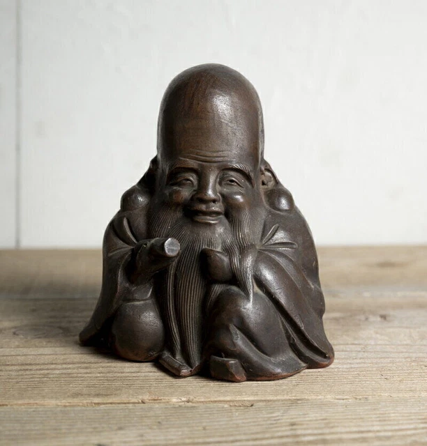 ANTIQUE BIZEN WARE Statue of Jurojin (Fukurokuju) - Seven Lucky Gods £ ...