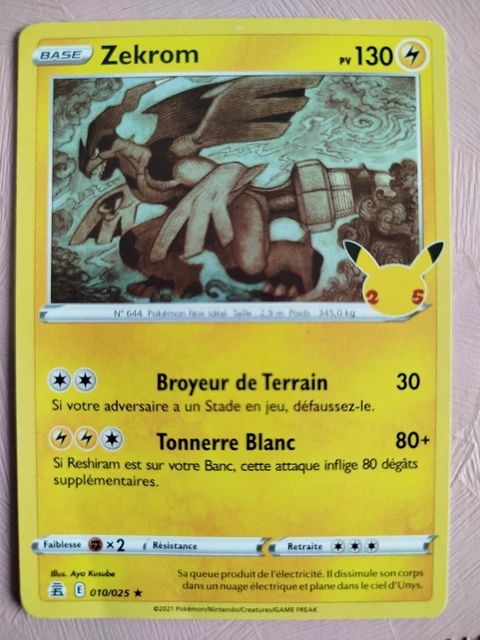 CARTE POKÉMON HOLO Zekrom 010/025 Célébrations 25eme Anniversaire FR ...