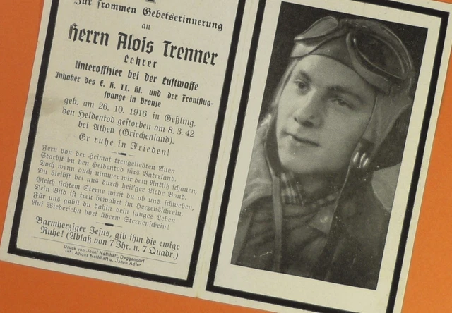 WW2 GERMAN DEATH Card Luft Segt Flight Gear EK2 Flying Clasp 1942 ...