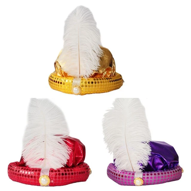 COSPLAY PROPS CAP for Aladdin Hat Children Stage Show Feather Hat ...
