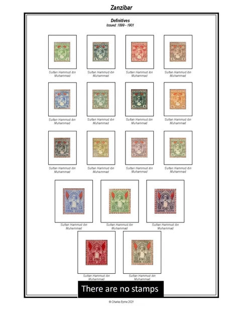 PRINT A ZANZIBAR Stamp Album fully illustrated & annotated £10.00 ...