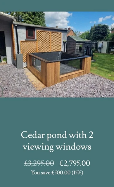 POND WITH VIEWING window/koi carp/ponds/koi/ponds/Infinity ponds £2,995 ...