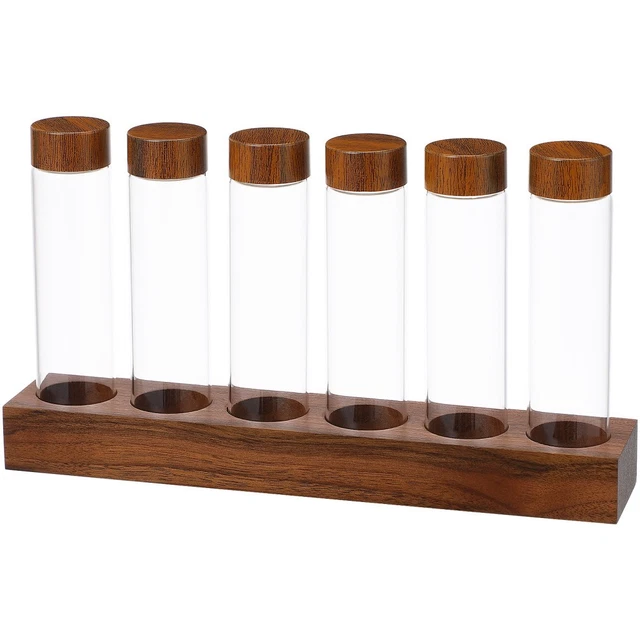 GLASS STORAGE TUBES for Coffee Beans with Airtight Lids and Wooden ...