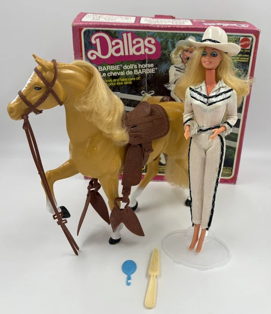 VINTAGE WESTERN WINKING Barbie Doll & Dallas Horse With Canadian Box ...