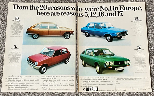 RARE VINTAGE ORIGINAL 1970's Magazine Advert Picture Renault 5 16 12 17 ...