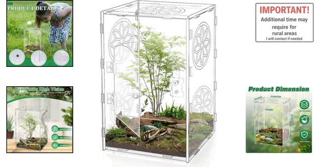 ACRYLIC JUMPING SPIDER Enclosure, 11.8X7.8X6 with Air Holes Tarantula ...
