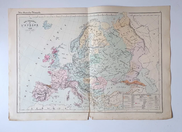 CARTE DE L'ATLAS Grosselin Delamarche carte ethnographique de l'Europe ...