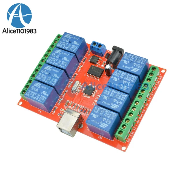 12V USB RELAY 8 Channel Programmable Computer Control For Smart Home ...