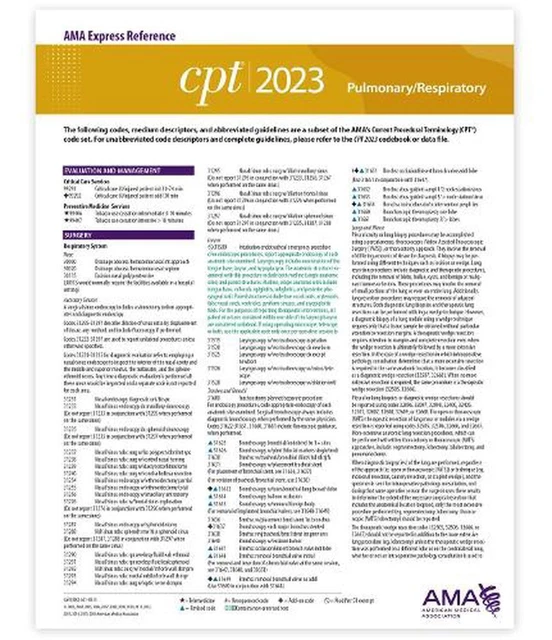 CPT 2023 EXPRESS Reference Coding Card: Pulmonary/Respiratory by ...
