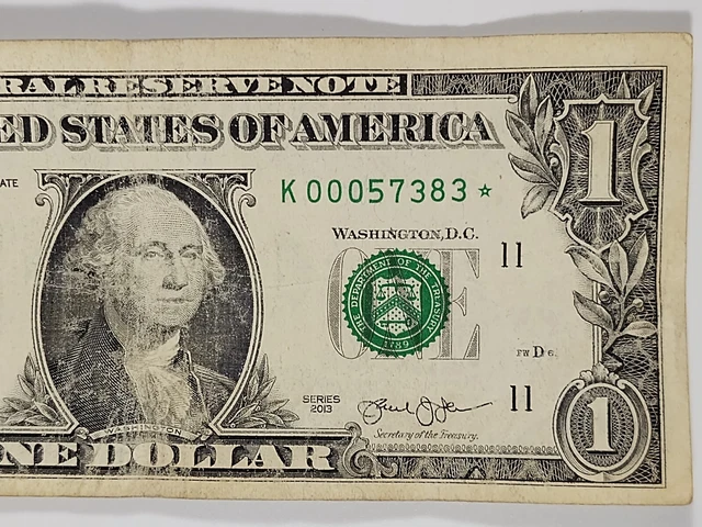 STAR NOTE LOW Serial Number One Dollar Bill $1 500k Print Run 2013 ...