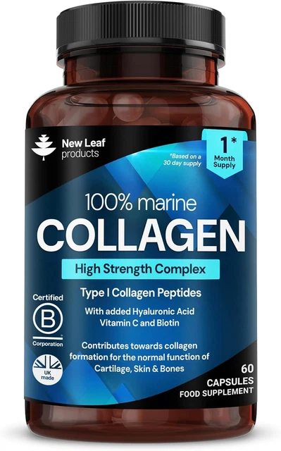 MARINE COLLAGEN CAPSULES 1060mg Type 1 Hydrolysed Pure Max Strength ...