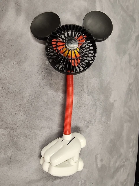 DISNEY MICKEY MOUSE Ears Flexible Clip on Stroller Fan 17" Battery ...
